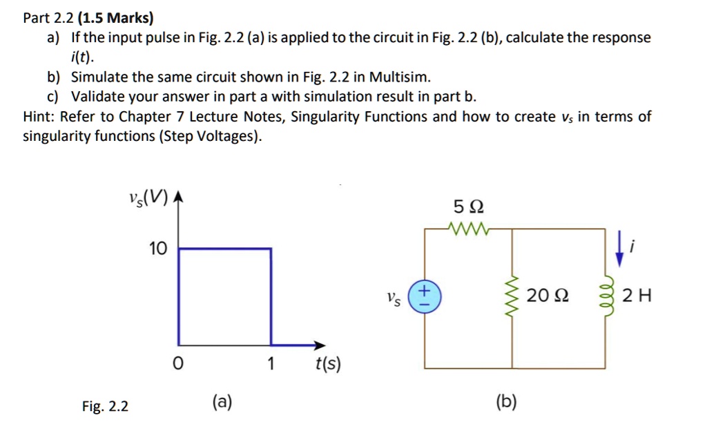 SOLVED: a) If the input pulse in Fig. 2.2 (a) is applied to the circuit in Fig. 2.2 (b ...