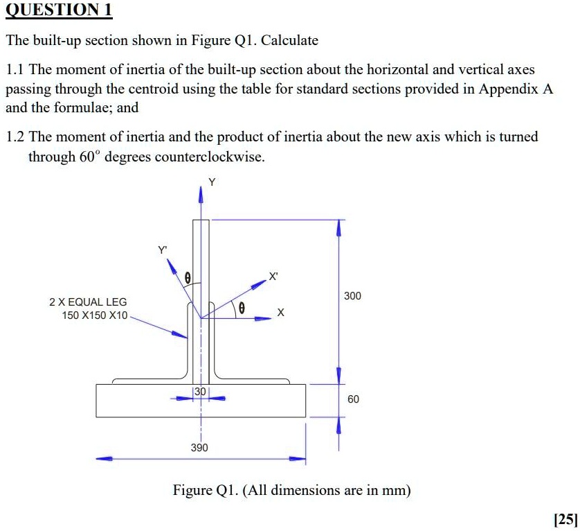 QUESTION 1 The built-up section shown in Figure Q1. Calculate 1.1 The ...