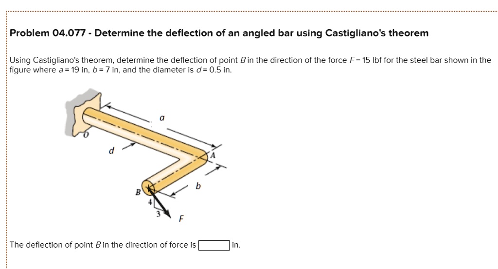 Problem 04.077 - Determine the deflection of an angled bar using ...