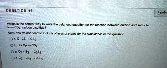 question 16 pol which is the correct way to write the balanced equation ...