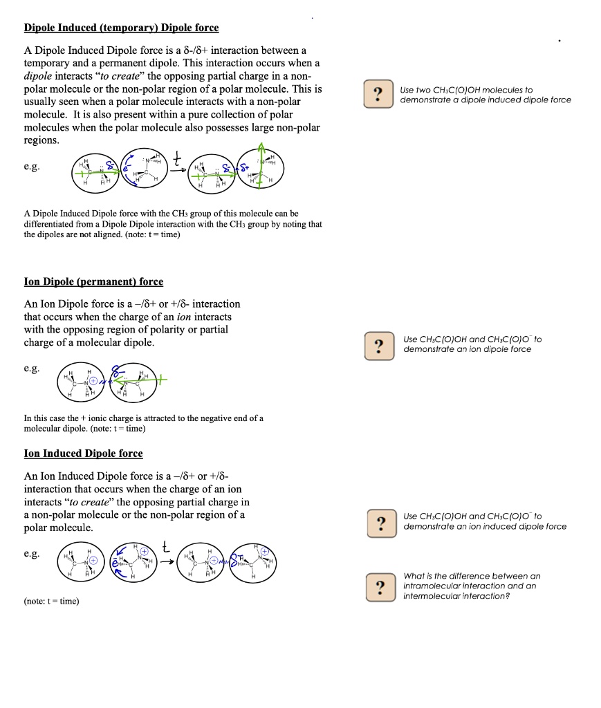 Dipole Induced (temporary) Dipole force A Dipole Induced Dipole force ...