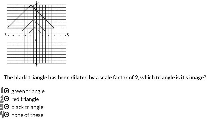The black triangle has been dilated by a scale factor of 2, which ...