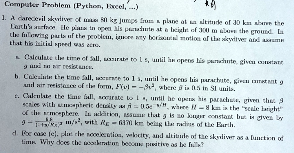 SOLVED: Solve for the answer in python. All parts please. Computer Problem (Python, Excel,...) 1 ...