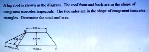SOLVED: The roof is shown in the diagram. The roof front and back are ...