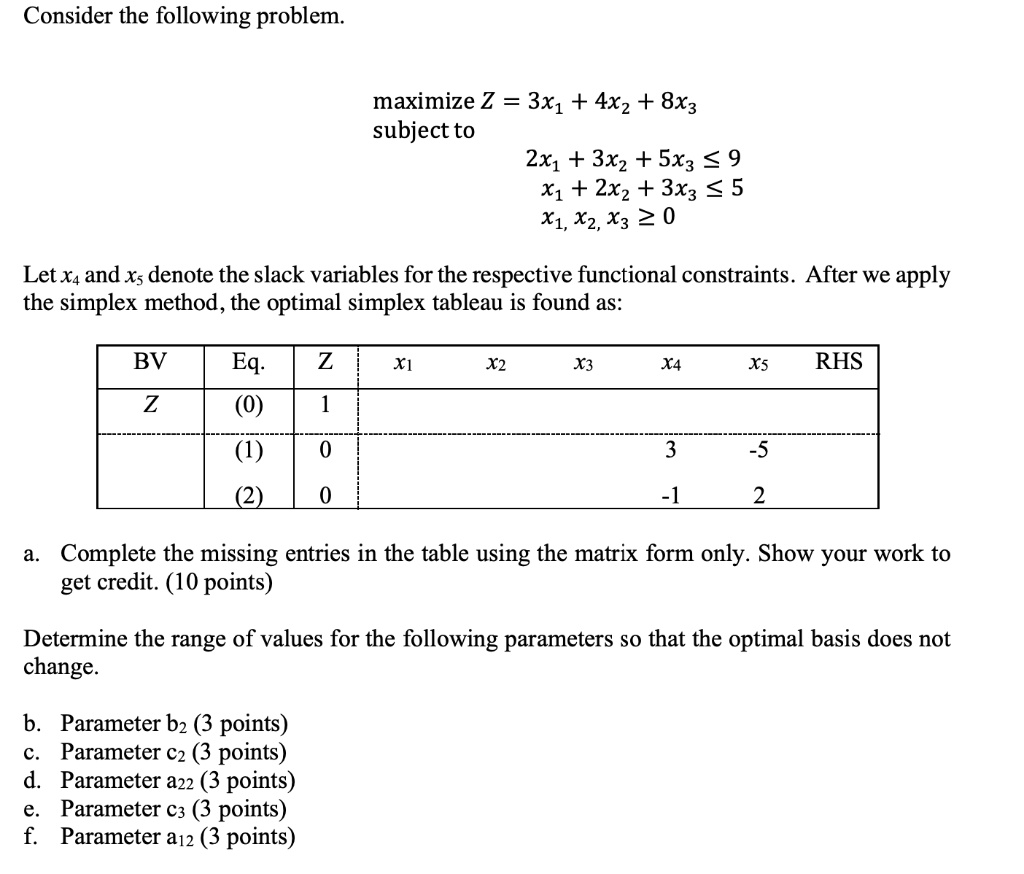Consider the following problem. maximize Z = 3x1 + 4x2 + 8x3 subject to 2x1 + 3x2 + 5x3 ? 9 x1 ...