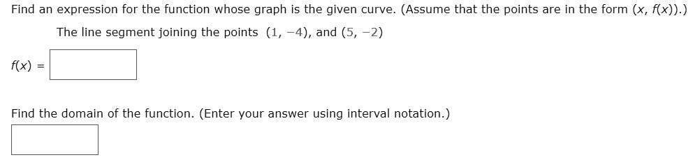 Find An Expression For The Function Whose Graph Is The Given Curve Assume That The Points Are
