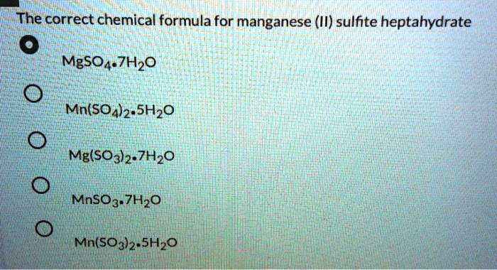 Formula For Manganese Iv Sulfide