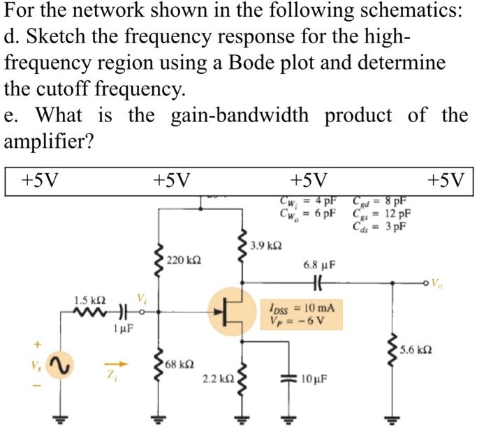 SOLVED: For the network shown in the following schematic: d. Sketch the frequency response for ...