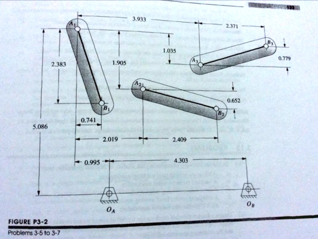 SOLVED: Design a four-bar mechanism to give the three positions shown ...