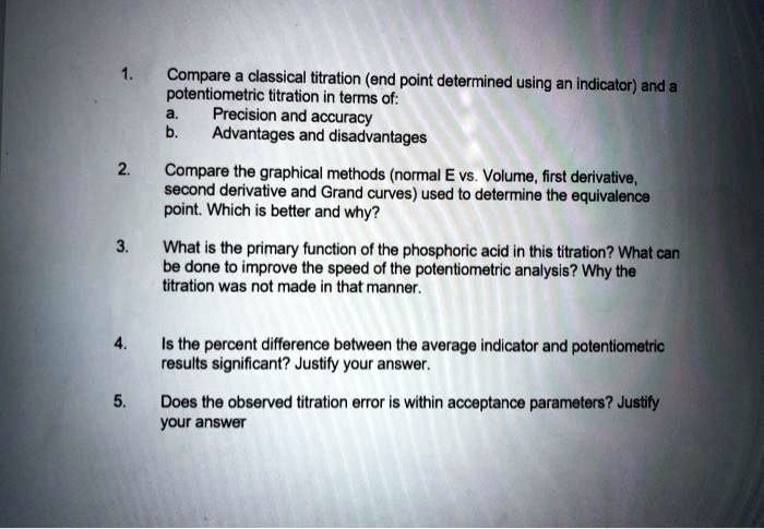 Compare A Classical Titration End Point Determined Using An Indicator And A Potentiometric