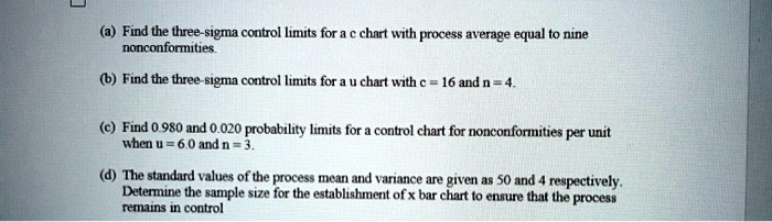 find the three sigma control limits for chart with process average ...