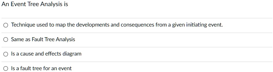 SOLVED: An Event Tree Analysis is Technique used to map the ...