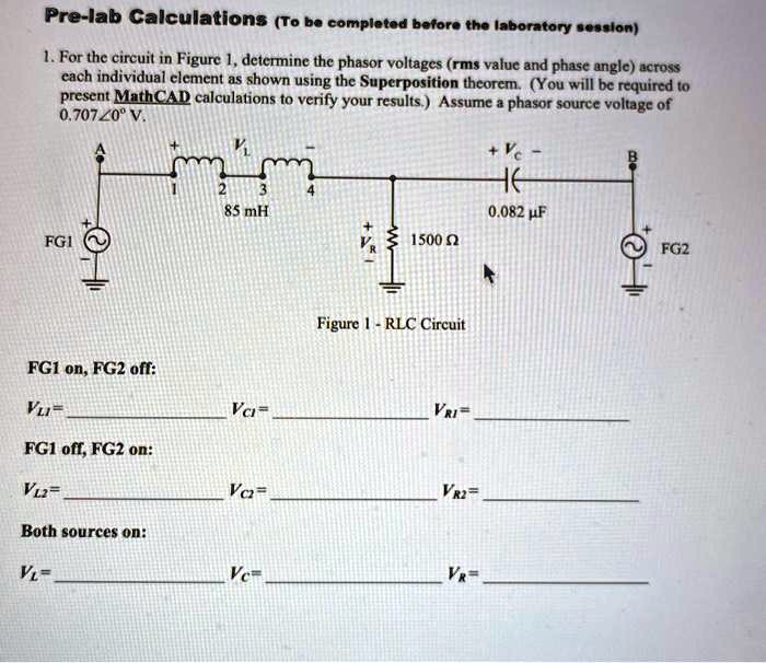 SOLVED: Text: Frequency = 3 kHz Pre-lab Calculations (To be completed before the laboratory ...