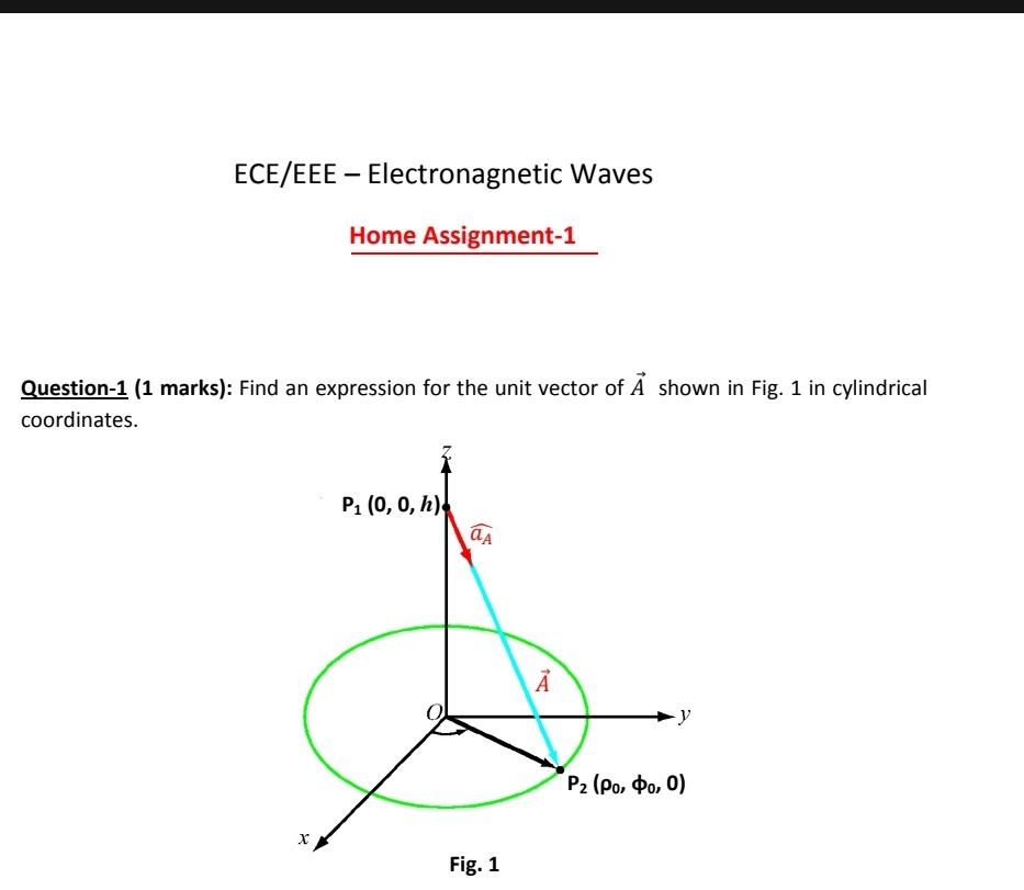 ECE/EEE - Electronagnetic Waves Home Assignment-1 Question-1 (1 marks ...