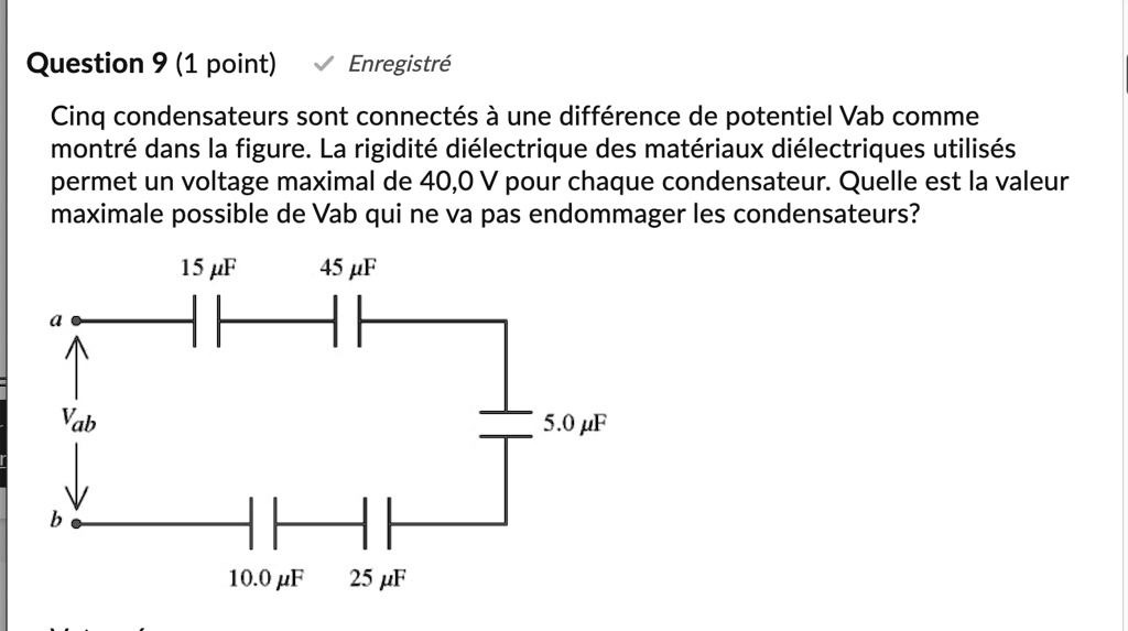 SOLVED: Five capacitors are connected to a potential difference Vab as ...