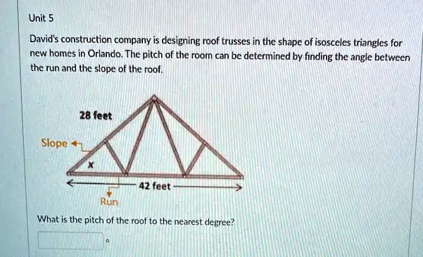 SOLVED: Unit 5 David's construction company is designing roof trusses ...