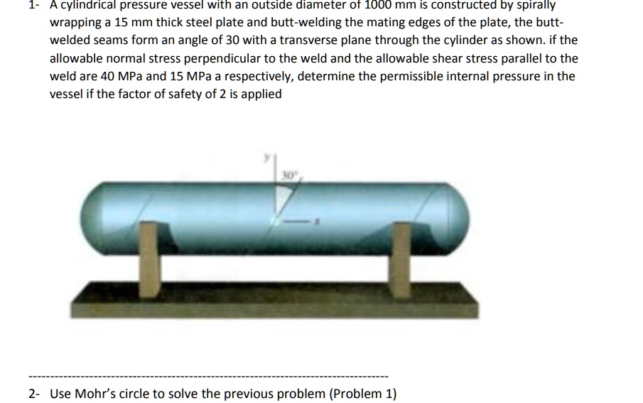 SOLVED: Just solve it using Mohr's circle. Wrapping a 15 mm thick steel ...