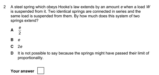 SOLVED: A steel spring which obeys Hooke's law extends by an amount ...