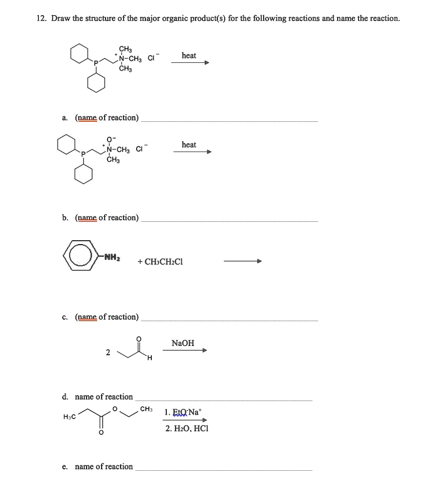 Draw the structure of the major organic product(s) for the following ...