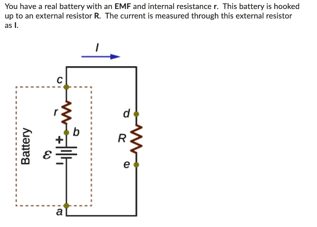 SOLVED: You have a real battery with an EMF and internal resistance r ...