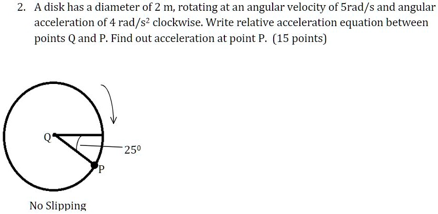 SOLVED: A disk has a diameter of 2 m, rotating at an angular velocity of Srad/s and angular ...