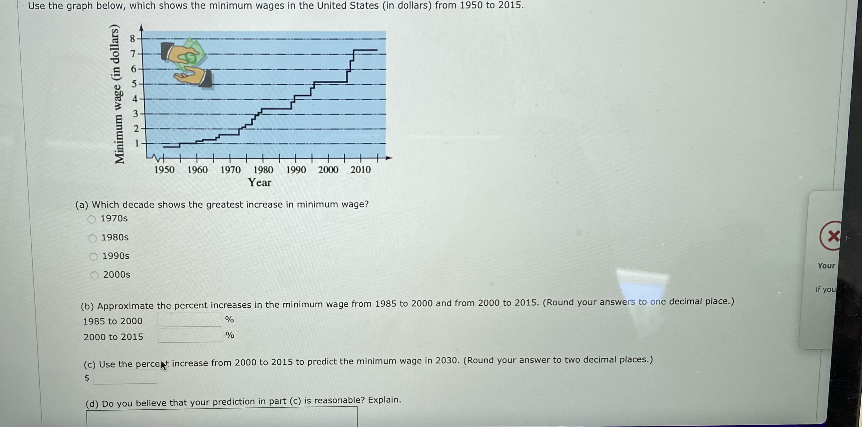 Use the graph below, which shows the minimum wages in the United States ...