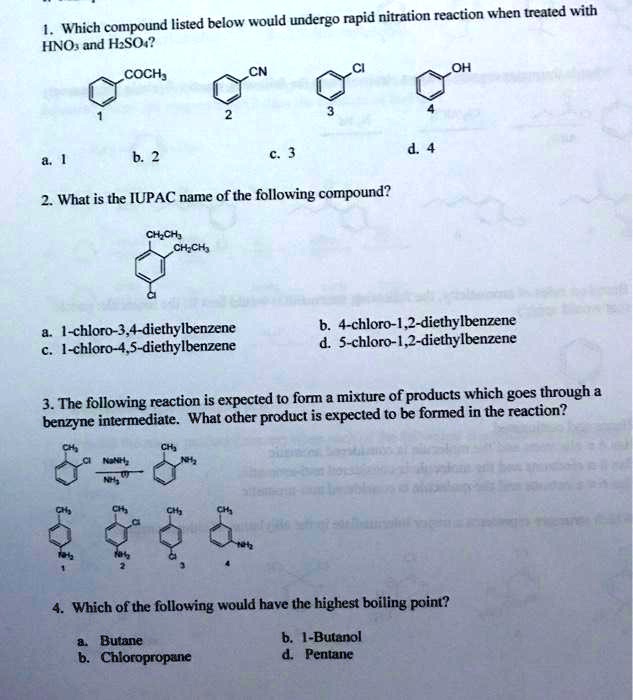 SOLVED: The compound would undergo a rapid nitration reaction when treated with HNO3 and H2SO4 ...