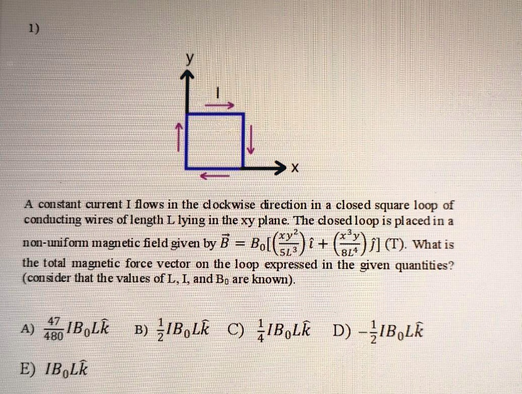 SOLVED: 4 constant current flows in the clockwise direction in a closed square loop of ...