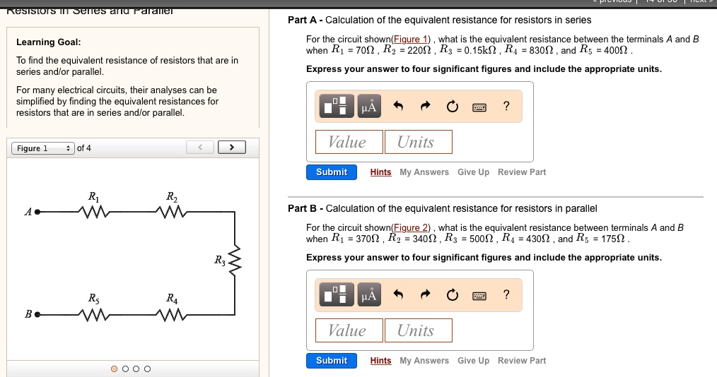 SOLVED: Part A -Calculation of the eguivalent resistance for resistors in series Learning Goal ...