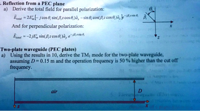 . Reflection from a PEC plane a) Derive the total field for parallel ...