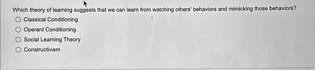 which theory of learning suggests that we can learn from watching others behaviors and mimicking ...