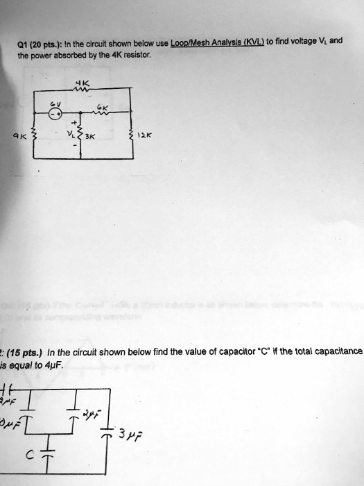q120 ptsin the circuit shown below use loopmesh analysis kvl to find voltage v and the power ...