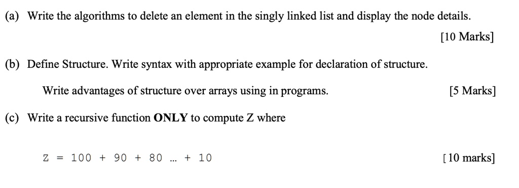 Solved Data Structure Algorithms Question 1 A Write The Algorithms To Delete An Element In