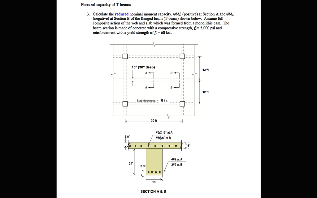 SOLVED: Flexural capacity of T-beams 3. Calculate the reduced nominal ...