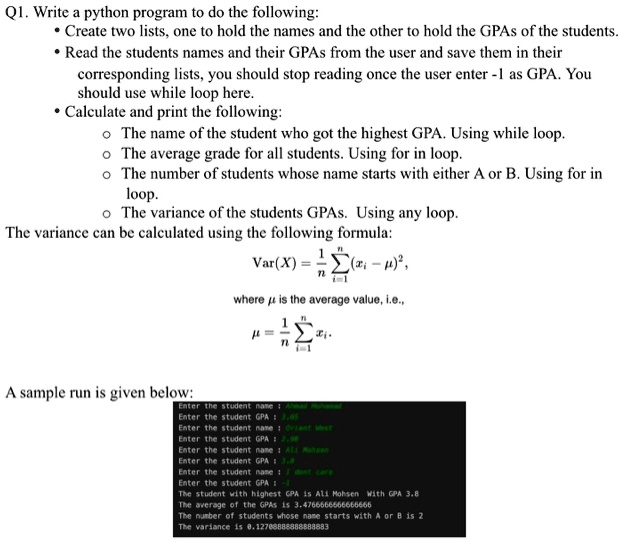 Solved Write A Python Program To Do The Following Create Two Lists 6220