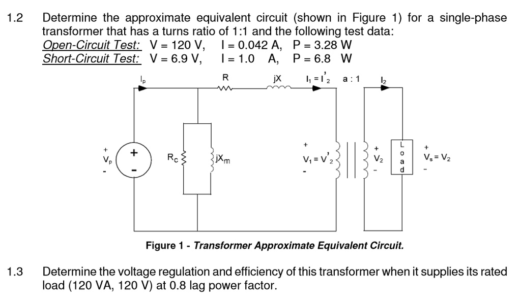 SOLVED: Determine the approximate equivalent circuit (shown in Figure 1) for a single-phase ...