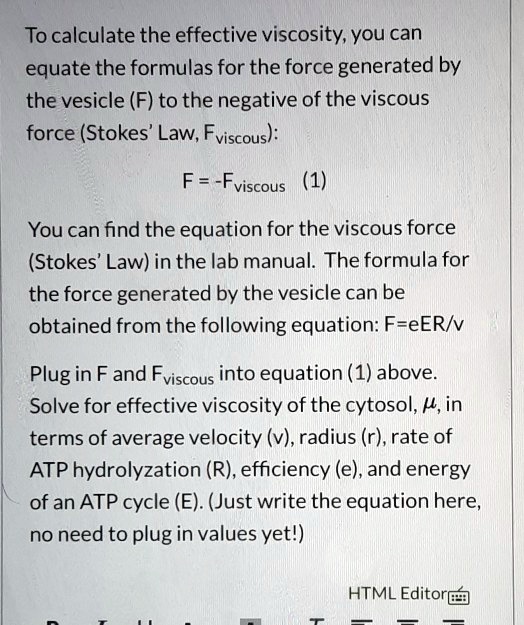 to calculate the effective viscosity you can equate the formulas for ...