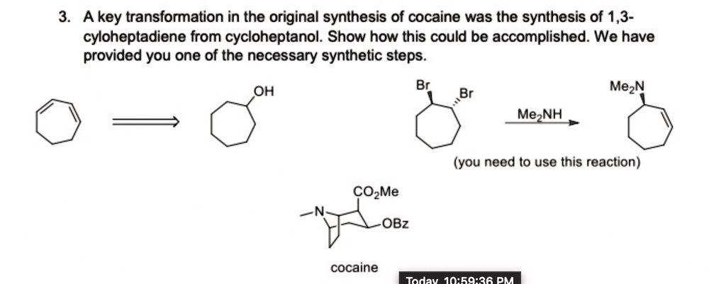 SOLVED:key transformation in the original synthesis of cocaine was the ...
