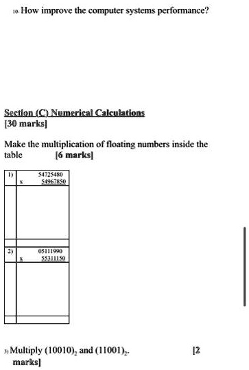 SOLVED: please solve all o.How improve the computer systems performance? Section(C)Numerical ...