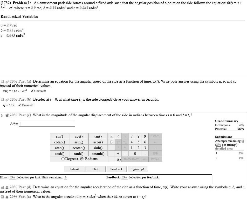 17 problem i an amusement park ride rotates around fixed axis such that ...