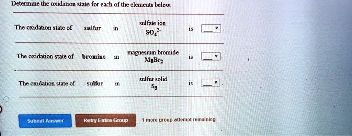 SOLVED: Determine the oxidation state for each of the elements below ...