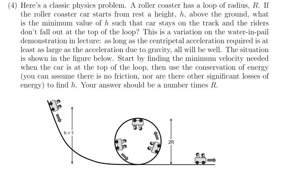 here s classic physics problem a roller coaster has loop of radius r if ...