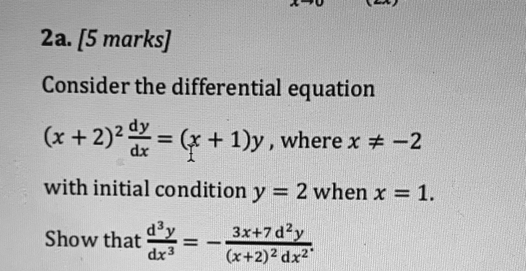 za 5 marks consider the differential equation x 22d2 dx 1y where x 072 ...