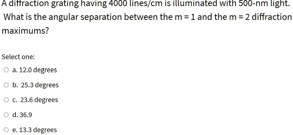 Solved A Diffraction Grating Having 4000 Linescm Is Illuminated With 8764