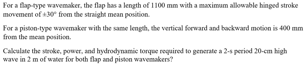 SOLVED: For a flap-type wavemaker, the flap has a length of 1100 mm ...
