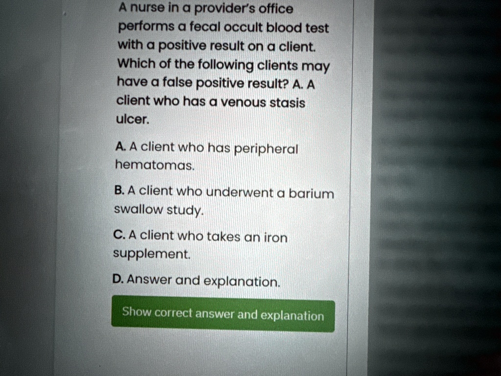 A nurse in a provider's office performs a fecal occult blood test with ...