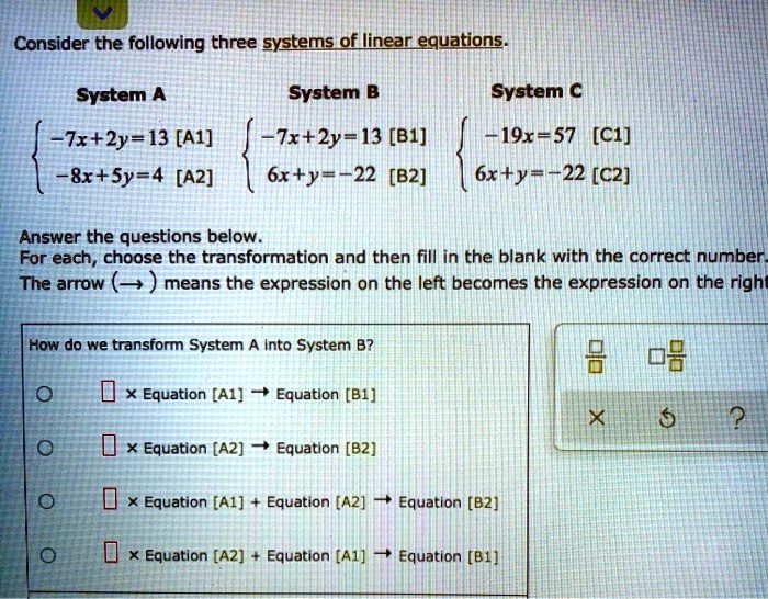 SOLVED:Consider the following three systems of linear_equations System ...