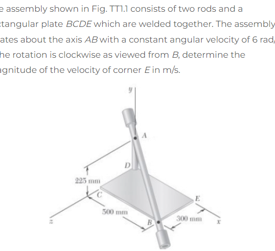 SOLVED: assembly shown in Fig. TT1.1 consists of two rods and a ...