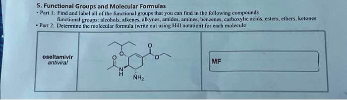 5. Functional Groups and Molecular Formulas • Part 1: Find and label all of the functional ...