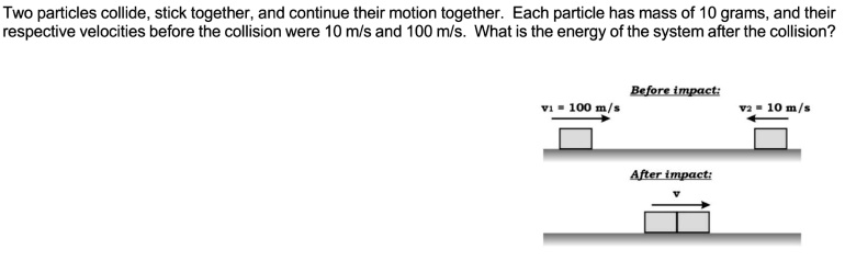 Two Particles Collidestick Togetherand Continue Their Motion Together Each Particle Has Mass Of
